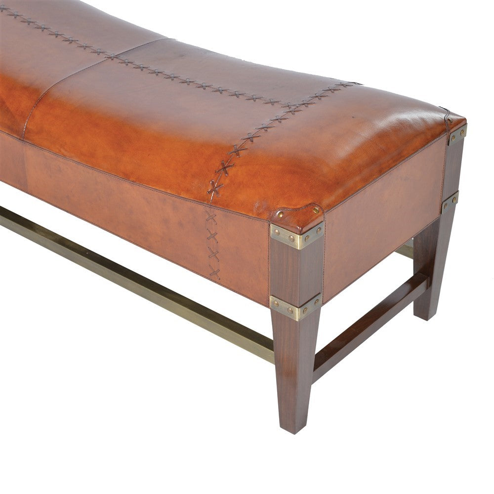 Dwell Tan Leather Shaped Bench – thefashionnet